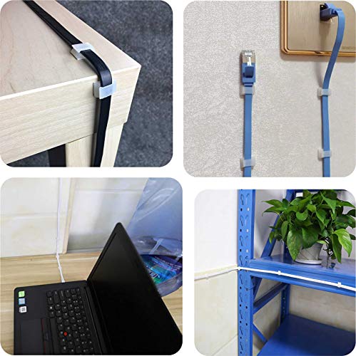 Flat Wire Clips Holder, Ethernet Cable Clips,Self Adhesive Wire Clips Management for Home and Office (100piece/White)