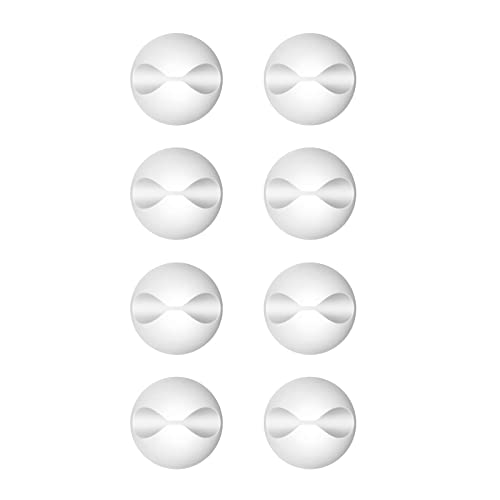CHEFBEE 8 Pack Cable Clips, Cord Organizer Cable Management, Self Adhesive Wire Holder System, Multipurpose Wire Clips for All Your Computer, Electrical, Charging or Mouse Cord (White)