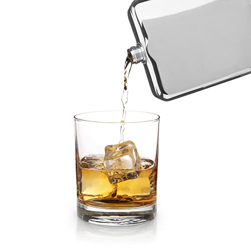 Viski Silver Flask, Polished Stainless Steel Flask with Screw Top for Alcohol, Liquor Flask for Men, 6 Ounces, Set of 1