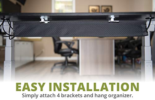 Uprite Ergo Mesh Cable Manager, Ergonomic Cord Organizer for Height Adjustable Desks (Black)