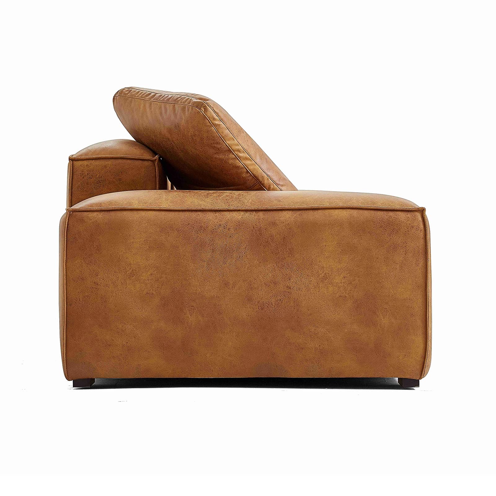 Mido Mido 142” Wide 5 Seater Sofa Filled with Feather and Foam, Modern Air Leather Large Sectional Sofa Couch, Waterproof, Dust-Proof Sofa Set for Living Room Apartment Home Hotel (Cognac Tan)