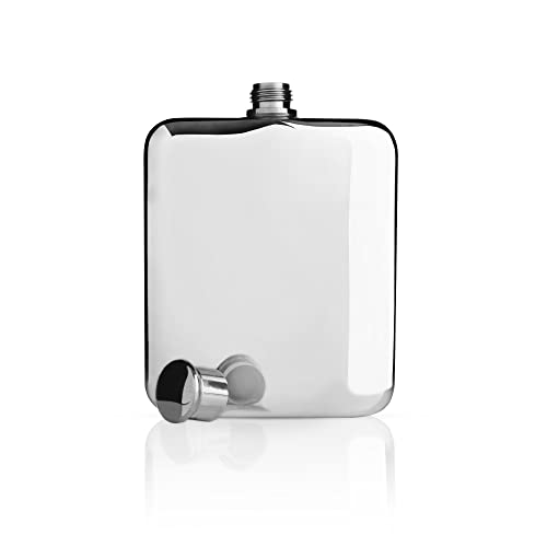 Viski Silver Flask, Polished Stainless Steel Flask with Screw Top for Alcohol, Liquor Flask for Men, 6 Ounces, Set of 1