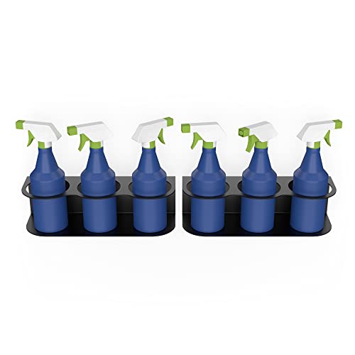 Koova 6 All-Purpose Spray Bottle Holder | Easy Install Wall Mount Hardware Included | Heavy-Duty Powder Coated Steel Storage Rack for Garage and Home | Craft Workspace Paint Bottle Organizer USA Made