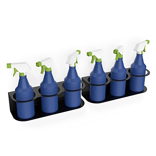 Koova 6 All-Purpose Spray Bottle Holder | Easy Install Wall Mount Hardware Included | Heavy-Duty Powder Coated Steel Storage Rack for Garage and Home | Craft Workspace Paint Bottle Organizer USA Made