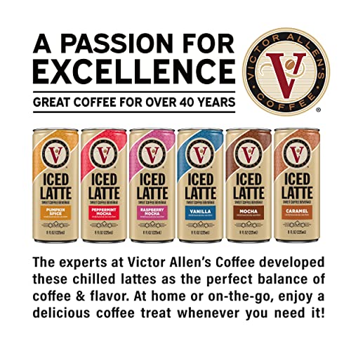 Victor Allen's Coffee Mocha Iced Canned Coffee Latte, 8oz Cans (12 Pack)