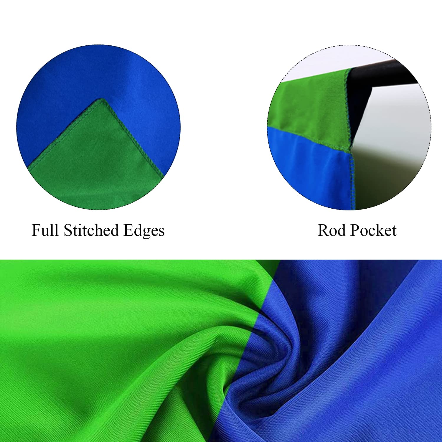 KUKUSOUL 10x10ft Blue Green Screen Backdrop Blue Photo Backdrop for Photoshoot Background Double Sided Green Screen and Blue Screen Gaming and Live Streaming KUSKX006