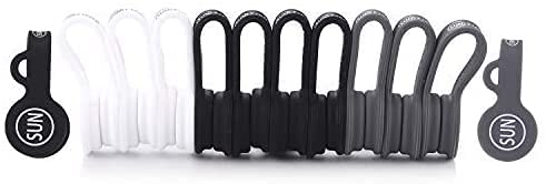 SUNFICON 10 Pack Earbuds Cords Organizers Magnetic Cable Clips Organizers Bookmark Clips Whiteboard Noticeboard Fridge Magnets USB Cable Manager Keeper for Home Kitchen Office School,Gray White Black