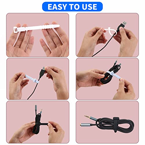 30PCS Reusable Cable Ties, UMUST Silicone Zip Ties,Cord Organizer,Silicone Cable Ties,Cord ties,Cable Straps,Wire Organizer Keeper for Bundling Phone Charging Cable,Wire (black,white,blue)