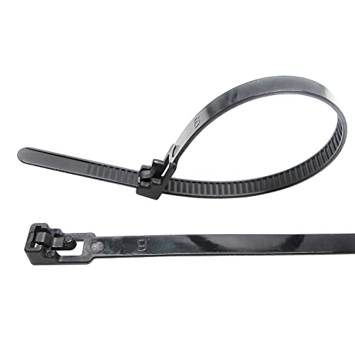 TUKKIVA Black Resuable Zip Ties Heavy Duty 8 Inch 50 Lbs Tensile Strength Releasable Cable Wire Ties 100 Pack