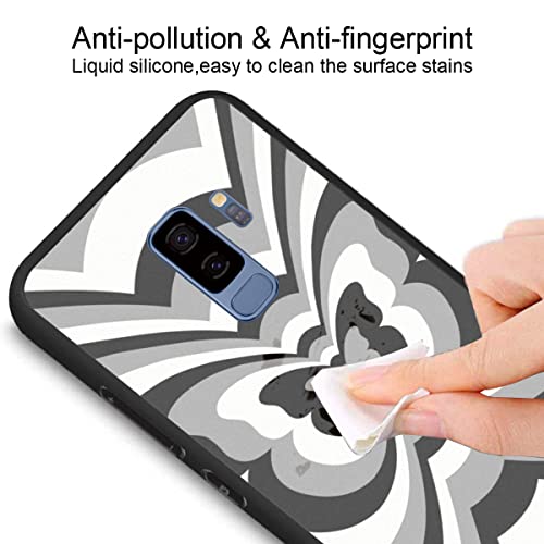 zaztify Phone Case for Samsung Galaxy S9 Plus, Grey Butterfly Tunnel Center Coffee Latte Valentine Color Block Cute Pattern Shockproof Protective Anti-Slip Slim Soft Cover Shell