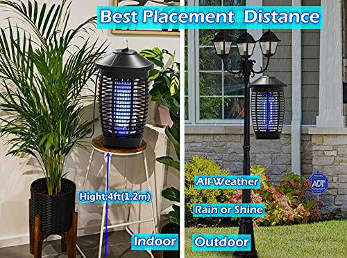 Outdoor & Indoor Waterproof Insect Repellent - Flying Bug Trap, Mosquito Trap, 20W / 4000V Electric Mosquito Killer (3 Blubs) - Flying Insect Trap for Backyard, Yard, Home