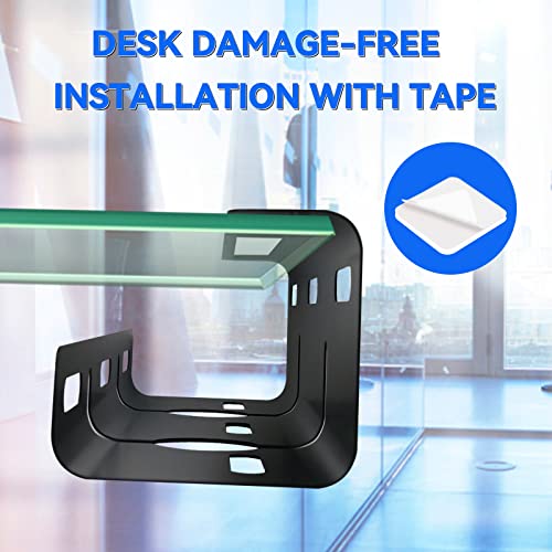 Under Desk Cable Management Tray 2 Pieces Steel Under Desk Wires Organizer Power Strip Management No Drill Under Table Organizer for Cable Storage Holder for Office Home Desk/Table(Premium Metal)