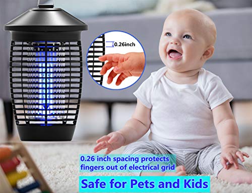 Outdoor & Indoor Waterproof Insect Repellent - Flying Bug Trap, Mosquito Trap, 20W / 4000V Electric Mosquito Killer (3 Blubs) - Flying Insect Trap for Backyard, Yard, Home