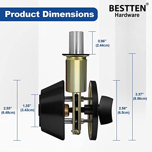 BESTTEN Single Cylinder Deadbolt, Dead Bolt for Front Door and Garage Door, Keyed One Side, Thumb Turn Inside, Matte Black Finish