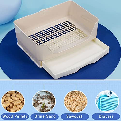 Hamiledyi Large Rabbit Litter Box Trainer, Bunny Potty Corner Toilet with Drawer Bigger Pet Pan for Adult Guinea Pigs, Ferret, Chinchilla, Galesaur, Small Animals