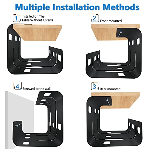 Under Desk Cable Management Tray 2 Pieces Steel Under Desk Wires Organizer Power Strip Management No Drill Under Table Organizer for Cable Storage Holder for Office Home Desk/Table(Premium Metal)