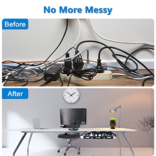 Under Desk Cable Management Tray 2 Pieces Steel Under Desk Wires Organizer Power Strip Management No Drill Under Table Organizer for Cable Storage Holder for Office Home Desk/Table(Premium Metal)