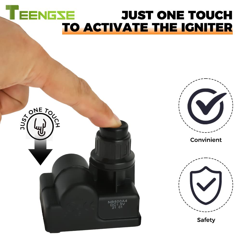 TEENGSE Grill Igniter Assembly Kit, Gas Grill Spark Generator, Electronic AA Battery Igniter, Push Button BBQ Igniter with 4PCS Electrode Igniter Wire Compatible with Blackstone 28inch Propane Griddle