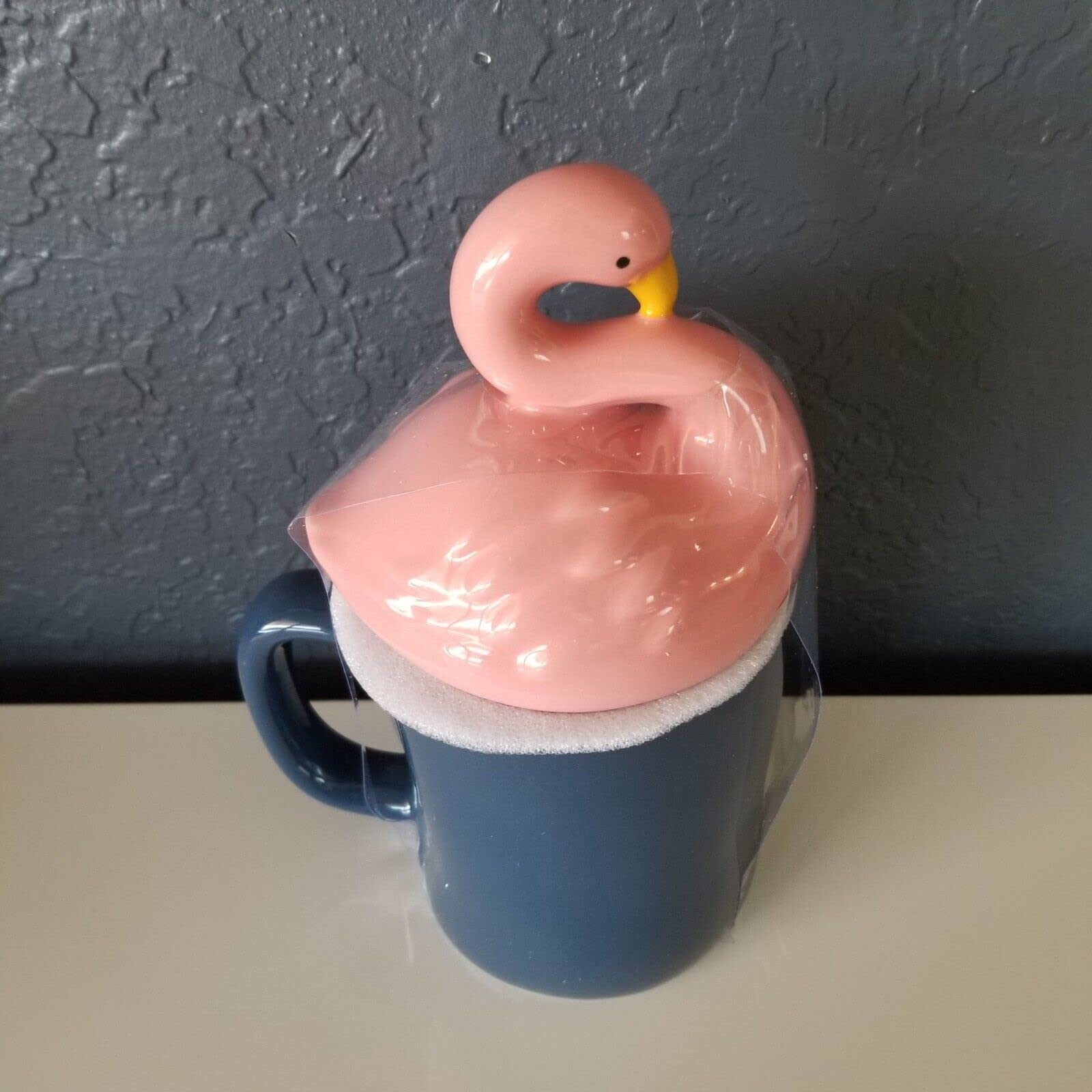 Rae Dunn Coffee Mugs with Decorative ceramic Lids, Flocking Fabulous/Pink/Navy