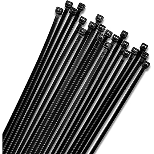 12" Black Zip Cable Ties (100 Pack), 120lbs Tensile Strength - Heavy Duty, Self-Locking Premium Plastic Cable Wire Ties for Indoor and Outdoor by Bolt Dropper (Black)