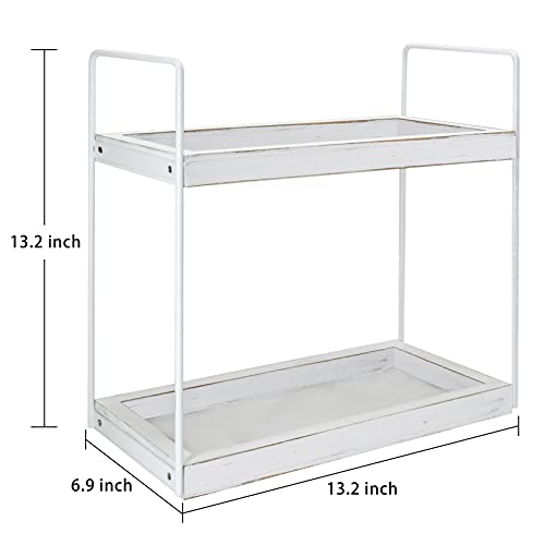 2 Tier Bathroom Countertop Organizer, Counter Standing Rack Cosmetic Holder, Countertop Storage Shelf Cosmetic Organizer Holder, Detachable Kitchen Spice Rack Wire Basket Storage Counter Shelf