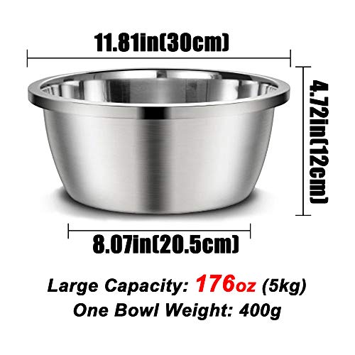 Stainless Steel Large Dog Bowl, 176oz High Capacity Dog Food Bowls for Large Dogs (2 Pack) (176oz(2pc), Primary Colors)