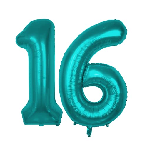 40 Inch Large Blue 16 Balloons Number 16 Birthday Balloon for 16th Birthday Decors for Girl Number 61th Number Balloon for Women Birthday hellium tank balloons 16 Old Birthday Decors