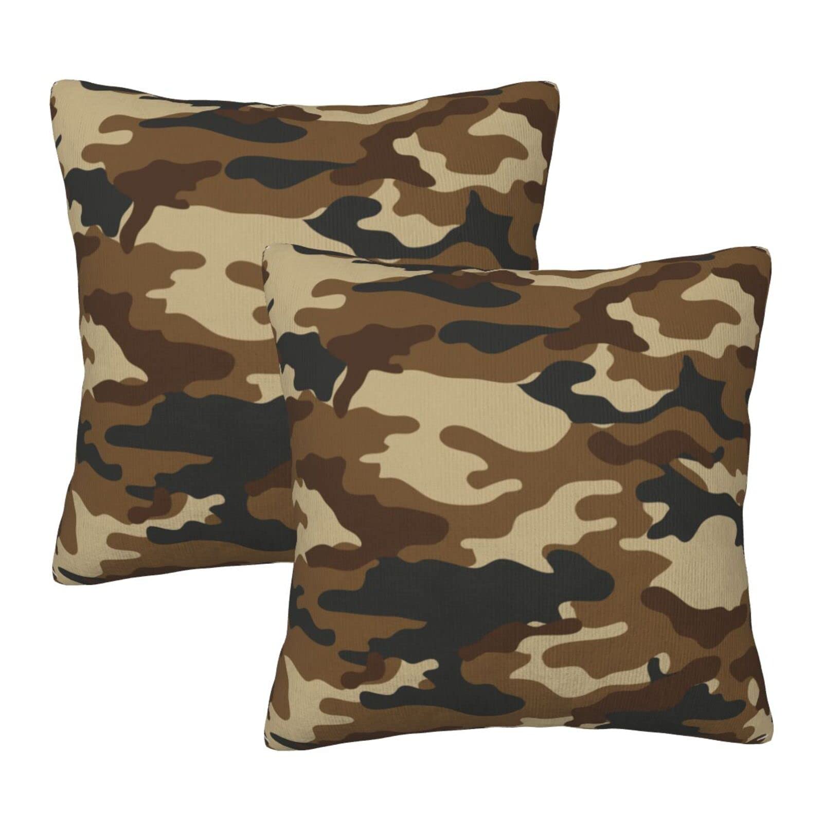 Fiokroo Military Camouflage Throw Pillow Covers Set of 2 Pillow Cushion Cases Army Style Camo Square Pillowcases for Sofa Bedroom Living Room Car, 18 X 18 Inch