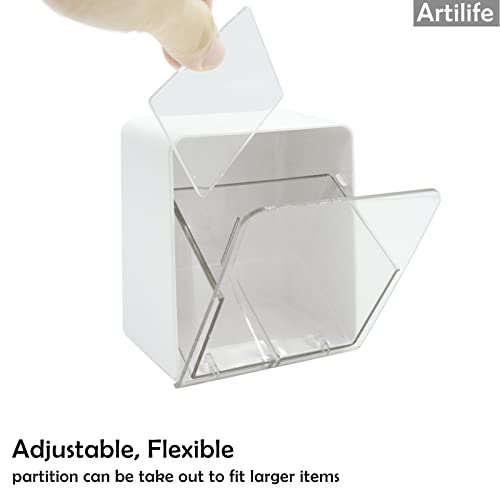 Artilife Bathroom Qtip Holder Canisters for Cotton Swabs, Cotton Balls, Cotton Rounds, Vanity Countertop Storage Organizer Container (1 Pack)