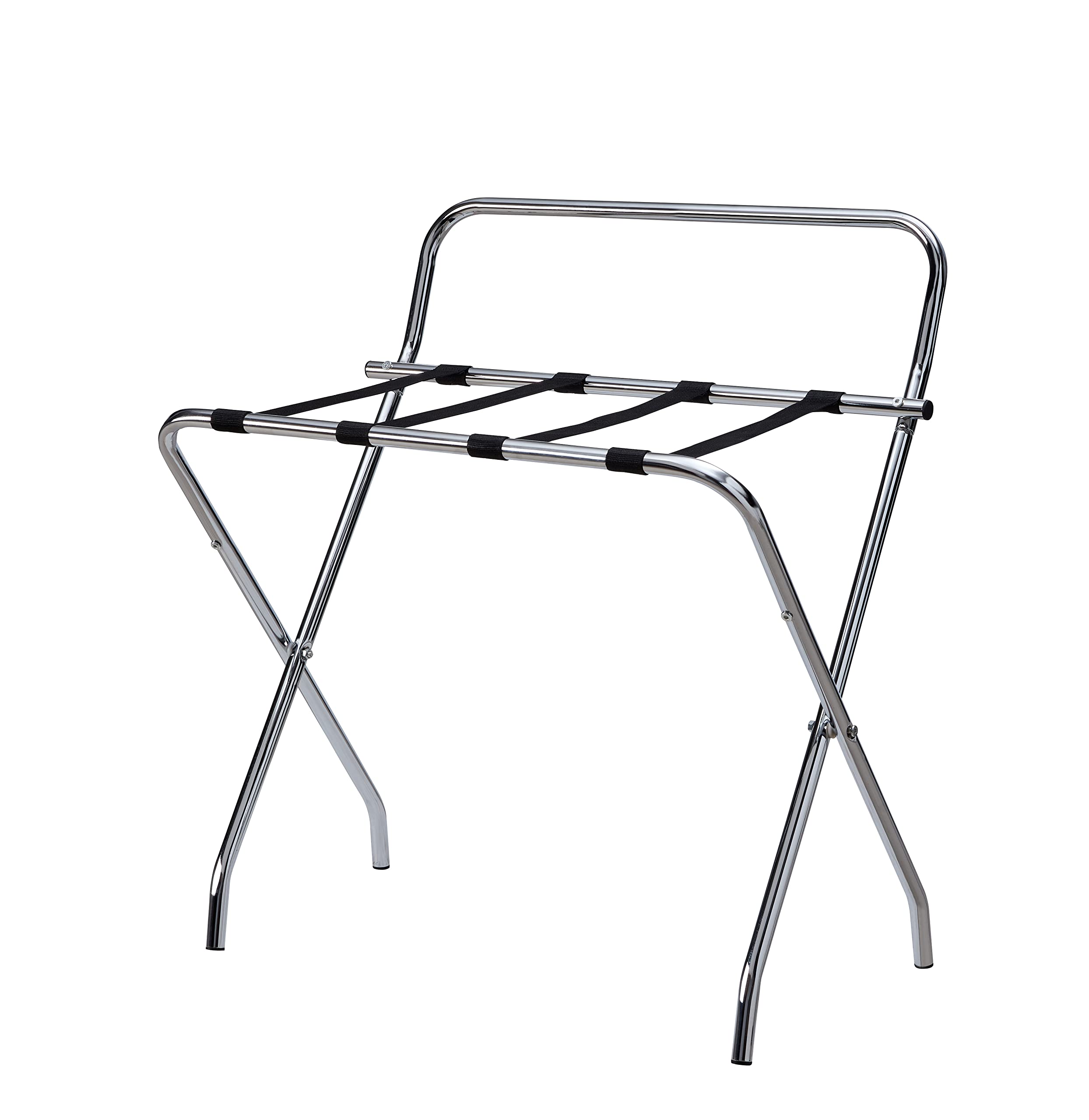 KB Designs - Chrome/Black Metal Foldable Luggage Rack Suitcase Stand