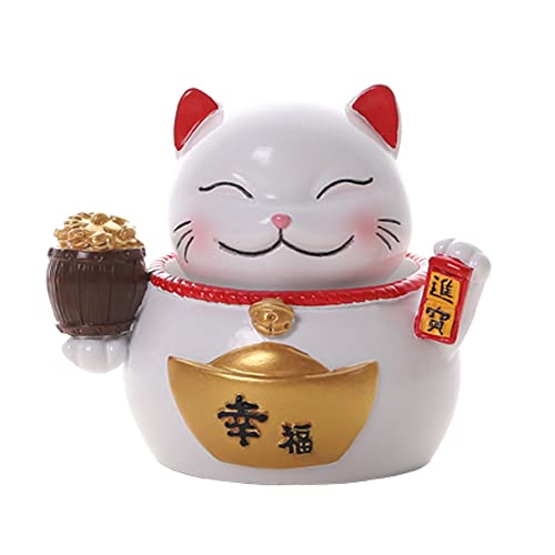 Lucky Cat Ornament Car Bobble Head Creative Fortune Cat Statue Dashboard Home Office Resin Decorations Fortune Lucky Money Cat for Car Décor, Type A