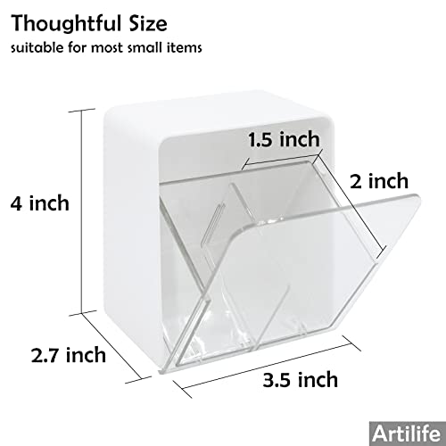 Artilife Bathroom Qtip Holder Canisters for Cotton Swabs, Cotton Balls, Cotton Rounds, Vanity Countertop Storage Organizer Container (1 Pack)