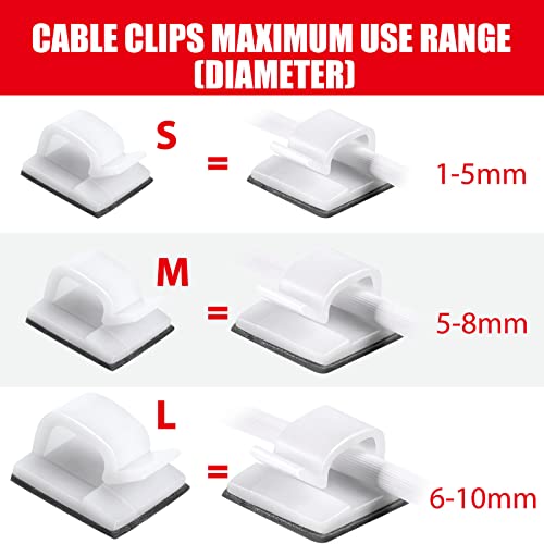 100 Pieces Cable Clips Outdoor Light Clips Cord Organizer Self Adhesive Wire Clips Mini Hooks Cable Wire Management Holder for Car Office Home Fairy Light Decoration (White, Small)