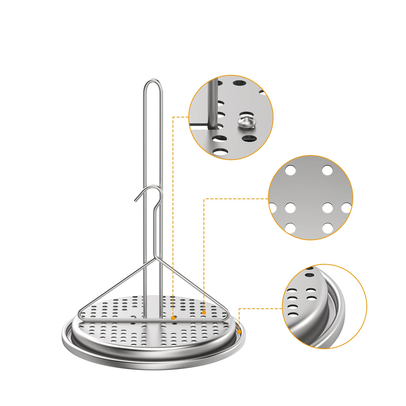 Turkey Chicken Poultry Deep Frying Rack and Handle lifter Hook-Turkey Frying Stand Kits for Deep Fry Pot Grill,Turkey Fryer Grill Stainless Steel Accessories with Drip Pan
