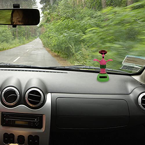 oAutoSjy 3pcs Solar Powered Flamingo Shaking Head Car Dashboard Decoration Cute Flamingo Figurine Statue Car Interior Display Bobblehead Animal Figure Car Ornament Dancing Doll Home Desktop Decoration