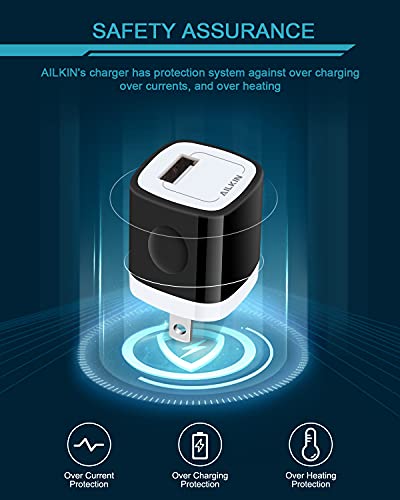 USB Wall Charger Plug, Fast Charging Block, AILKIN 5Pack 1A 1-Port Power Adapter Charging Cube Bricks Box for iPhone 14 13 12 Mini Pro Max/11/XR/XS/X/8/7, iPad Pro/Air, Cell Phone USB A Plug Cargador