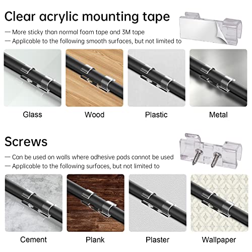 50 Pcs Heavy Duty Cable Clips Transparent with 100 Screws, Attom Tech Clear Self-Adhesive Cable Organizer Cord Management System, Clear Desktop Cable Organizer [50 pc]