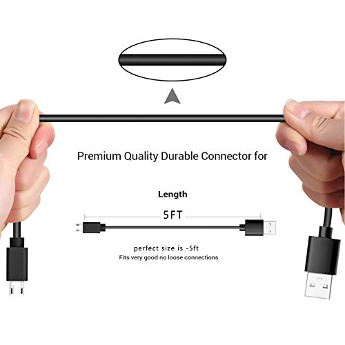 5FT Micro USB Charger Charging Power Cable Cord Compatible for Cowin e7 SE7 E9 E8 SE8 E7 Pro, Jabra Elite 45e 65t Evolve 75 65 Headphones,Bugani M83 M90 M99, Treblab HD7 FX100, BlueParrott Headsets