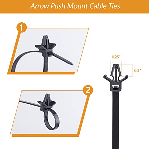 Xislet Universal Push Mount Cable Zip Tie Compatible with Cars Boat Trailer Polaris UTV Side By Side Jeep Wrangler Nylon Self Locking Cable Strap for Engine Bay Wire Harness Restraint Ties- 120 Pcs