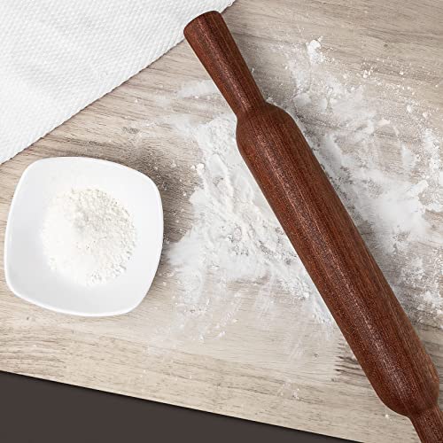 Rolling Pin for Baking, 15.75-Inch Wood Pizza Dough Roller with Handle, Briout Wooden Rolling Pins Baking Utensils for Bread Pastry Fondant