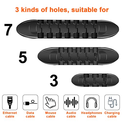 DASIGJID Cable Organizer Cord Holder - 6 Packs Desk Self Adhesive Cable Management Clips for USB Charger Nightstand Power Cord Mouse Wire for Car Office Home