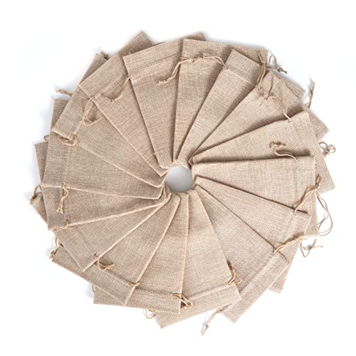 Tendwarm 20Pcs 3x4 inch Burlap Gift Bags with Drawstring Recyclable Linen Sacks Bag for Wedding Favors Party DIY Craft Jewelry Bags