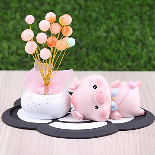 Piggy Car Ornaments Toy Figures Bobble Shaking Head Pig Doll Animals Creative Resin Miniature Simulation Toy Decoration Accessories for Car Dashboard Home Desk Lying Pig