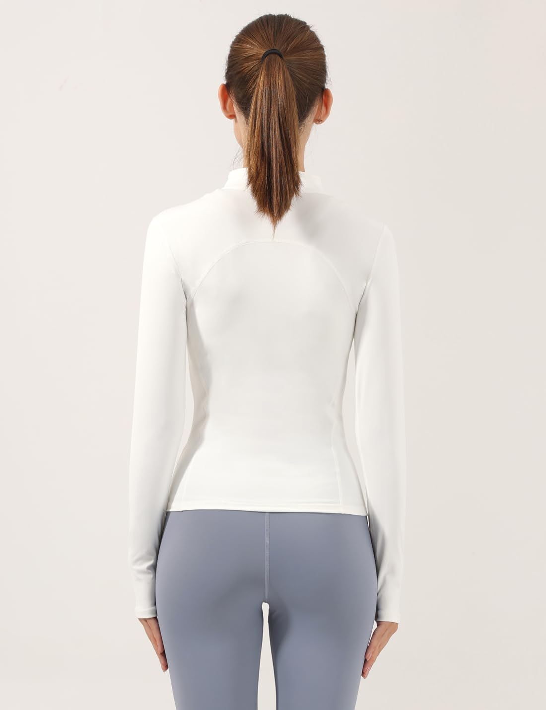 Locachy Women's Slim Fit Full Zip Athletic Running Sports Workout Jacket with Pockets Style 02 White S