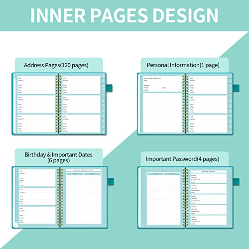 Regolden-Book Address Book with Alphabetical Tabs, Hardcover Address Organizer for Record Contacts, Telephone Book for Seniors, Internet Log Book Journal with Password, Pen Loop, Pocket, (5.7x7.2")