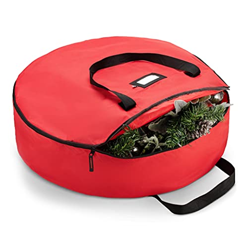 Zober Extra Large Premium Christmas Wreath Storage Bag 48ā - Dual Zippered Storage Container & Durable Handles, Protect Artificial Wreaths - Holiday Xmas Bag Made of Tear Proof 600D Oxford