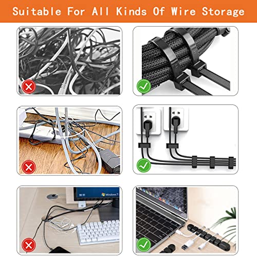 140pcs Cable Management Organizer Kit with Cable Sleeve Split,Self Adhesive Cable Clip Holder and tie, Self-Locking Cable Ties Premium Cord Management Kits for TV Computer Office Home (White)