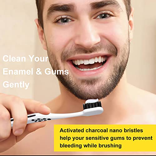 VEMIGON Extra Soft Toothbrush for Sensitive Teeth, Wide Head Soft Toothbrushes for Adults, Soft Bristle Toothbrush with Activated Charcoal, Whitening Toothbrush Perfect for Braces (4PCS)