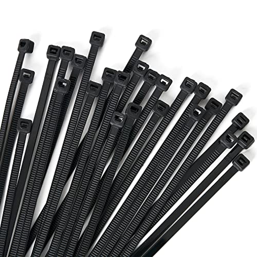 100pcs Cable Zip Ties Heavy Duty 12 Inch, Premium Plastic Wire Ties with 50 Pounds Tensile Strength, Self-Locking White Nylon Zip Ties for Home, Office, Garage and Workshop (Black)