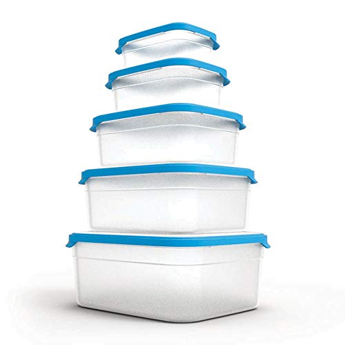 HELSIM Blue 10-Piece Containers Set with Lids for Storage, Lunch, and Meal Prep, Dishwasher & Microwave Safe